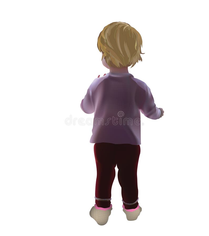 Baby Isolated Standing with Her Back Stock Illustration - Illustration ...