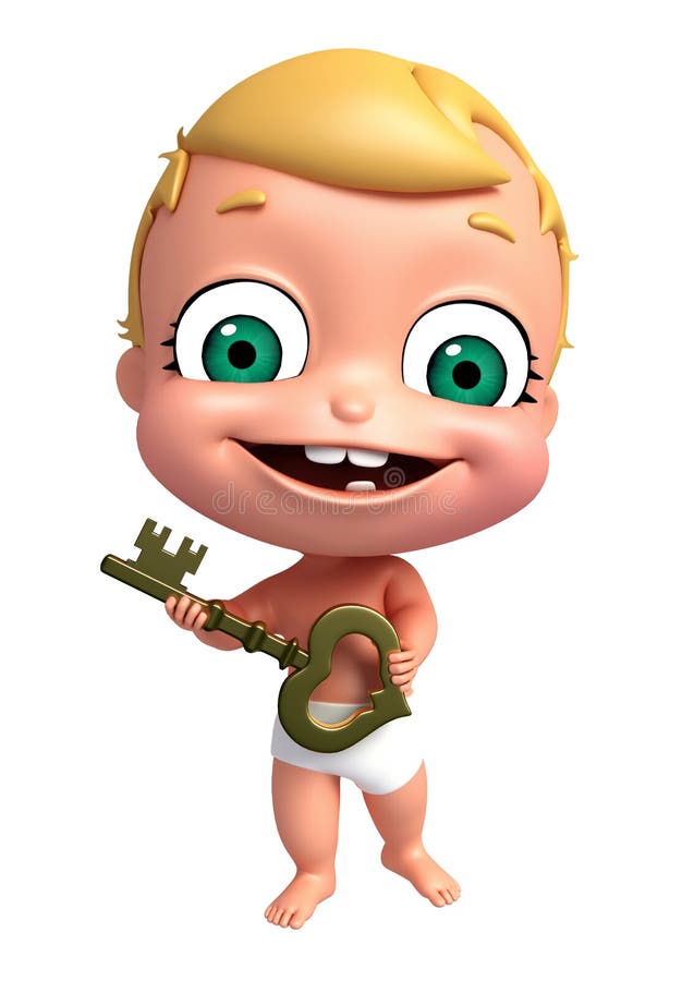 Baby with key stock illustration. Illustration of playful - 69988230
