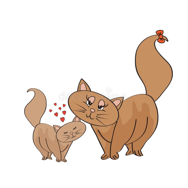 Baby Kitten with His Mother Stock Illustration - Illustration of child ...