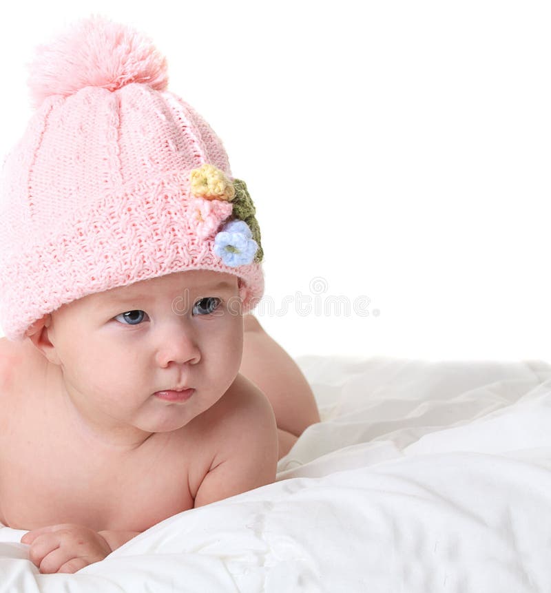 Baby in knitted hat stock photo. Image of cute, knit - 19010822