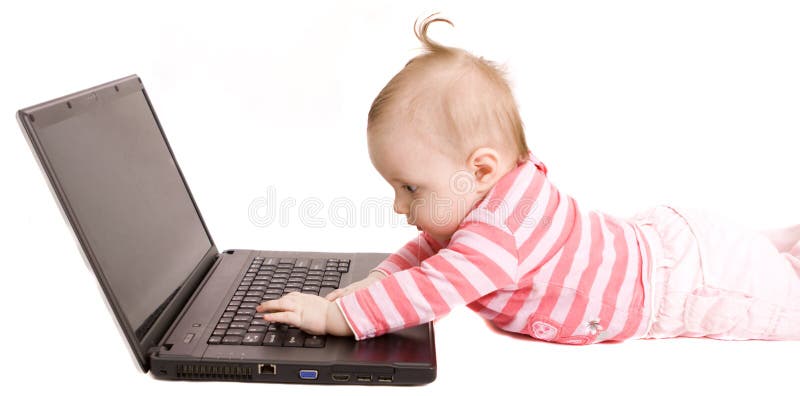 Baby with laptop stock image. Image of healthy, cute, happiness - 8514779