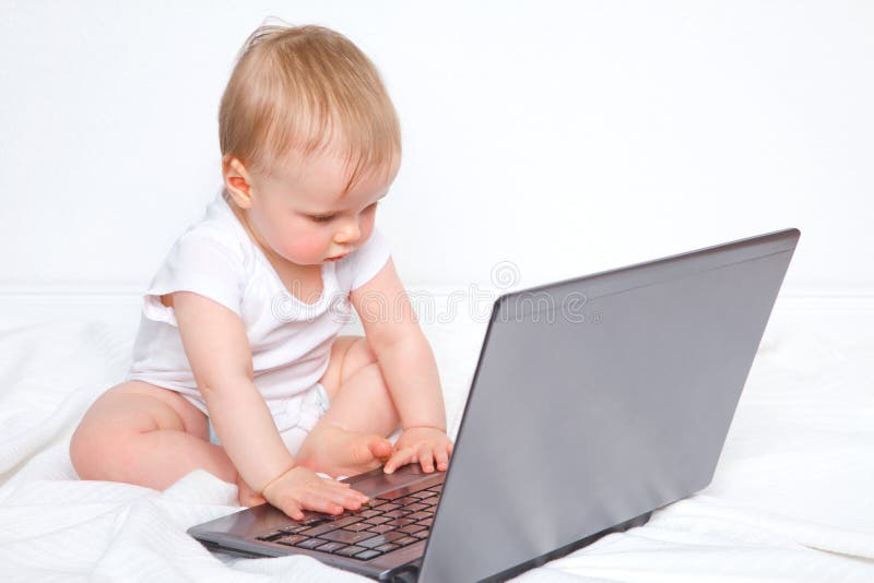 Baby laptop stock photo. Image of internet, newborn, infant - 70075860