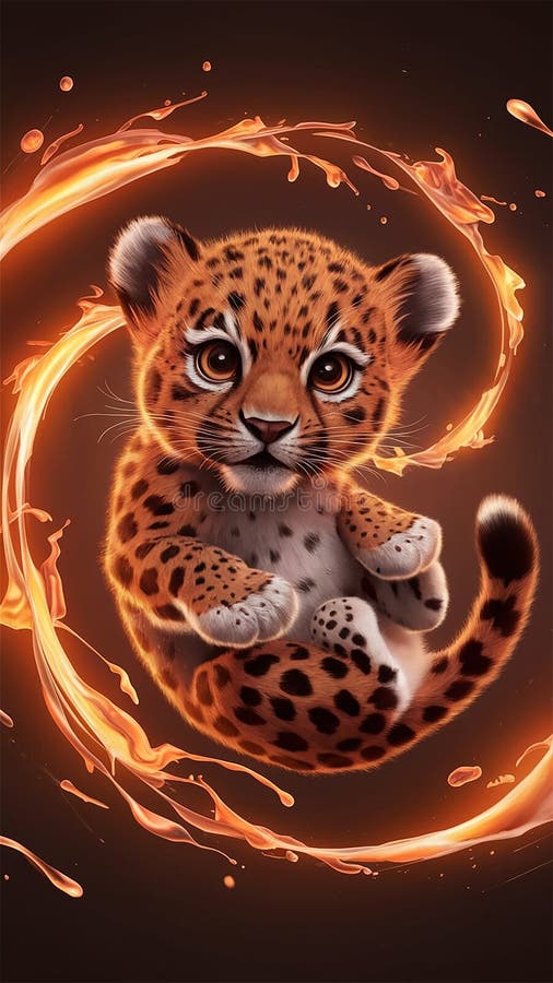 Baby Leopard, with a Mesmerizing Blend of Orange and Red Tones ...