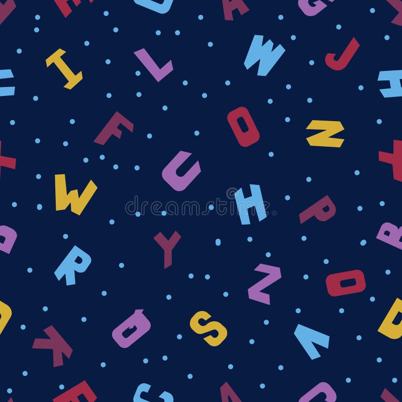 Baby Letters Seamless Pattern. Vector Alphabet Background EPS 10. Stock ...