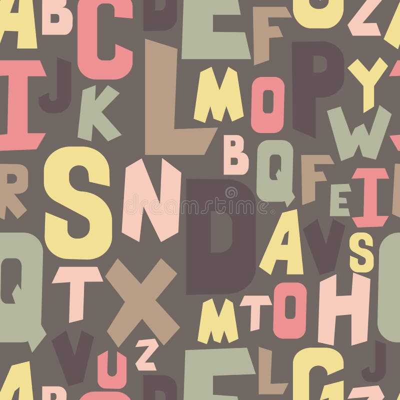 Baby Letters Seamless Pattern. Vector Alphabet Background EPS 10. Stock ...