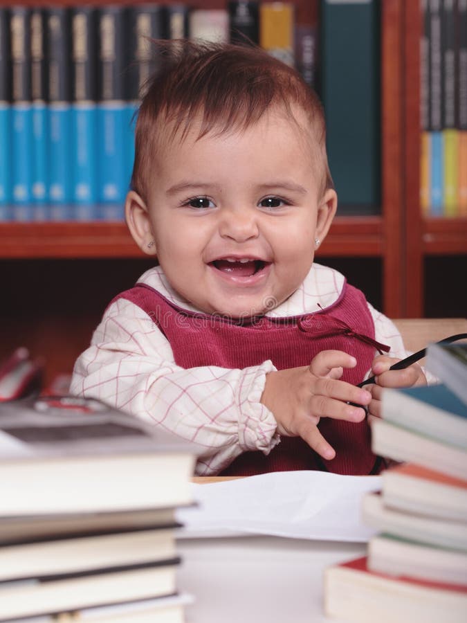 Baby in library stock photo. Image of people, educational - 35222406
