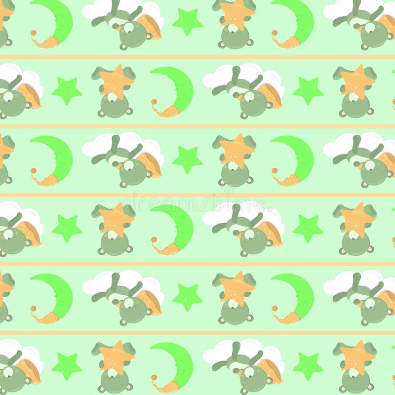 Baby Light Green Pattern Sweet Pattern Fabric Hand Drawn with Sweet ...