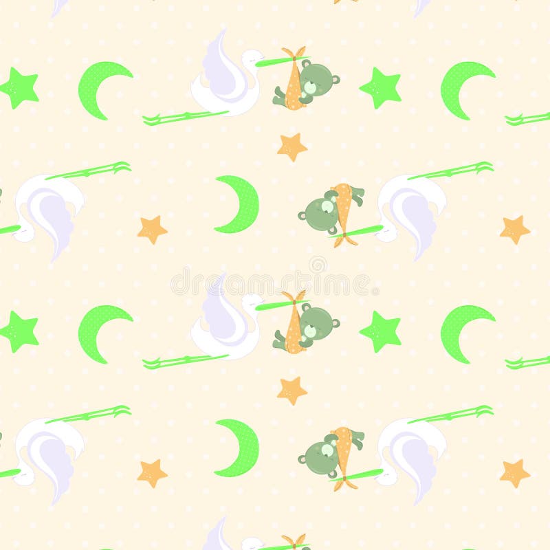 Baby Light Green Pattern Sweet Pattern Fabric Hand Drawn with Sweet ...