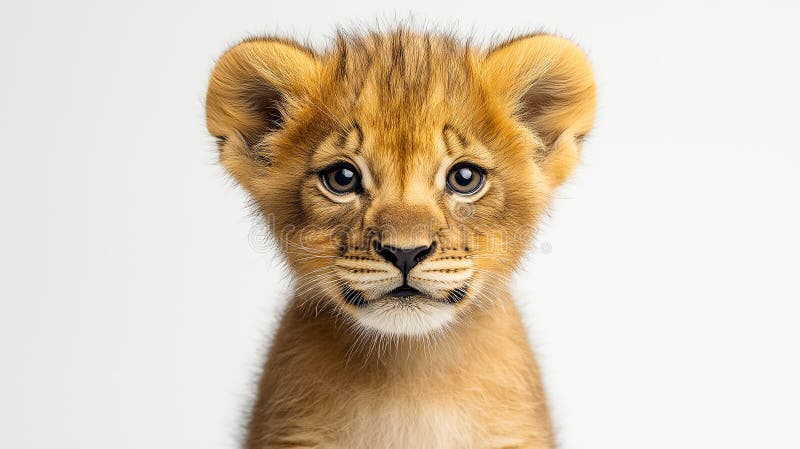 Baby Lion Cub Standing Confidently in a White Stock Photo - Image of ...
