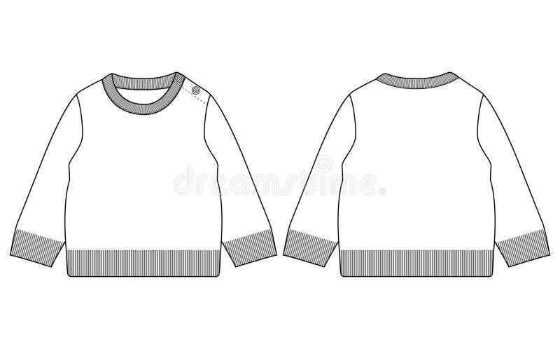 Baby Long Sleeve Sweater Vector Template Front and Back View Design ...