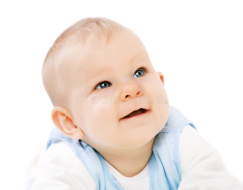 Baby looking up stock image. Image of isolated, child - 28590259