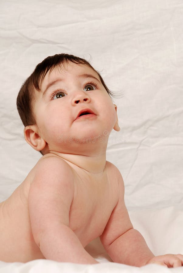 Baby looking up stock image. Image of child, looking, precious - 5929367