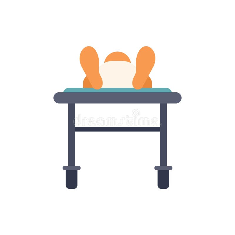 Baby Lying on Changing Table Getting Ready for Diaper Change Stock ...