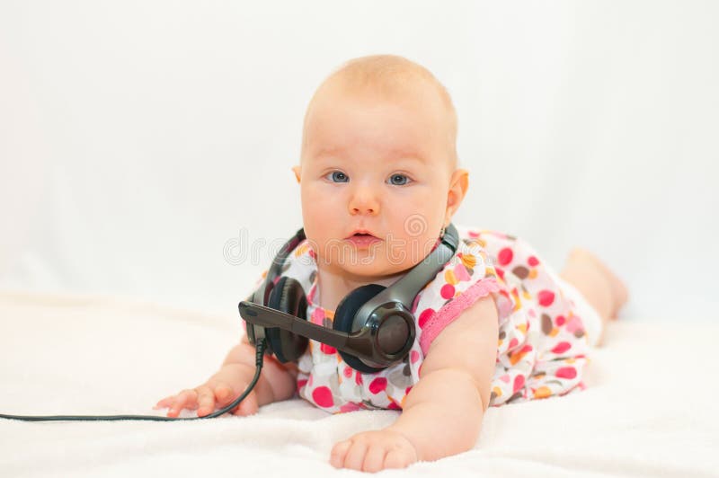 Baby stock photo. Image of happy, audio, headset, little - 33393962