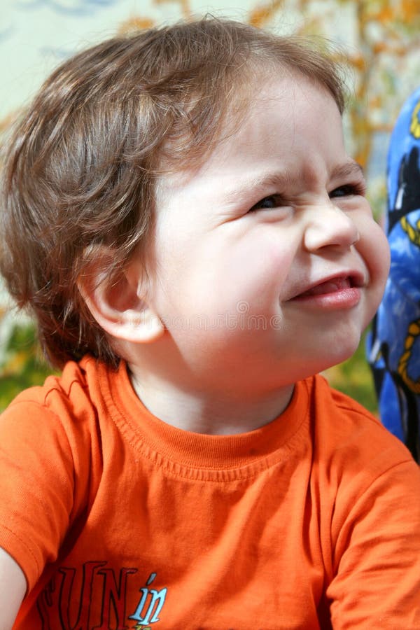 Baby make face stock image. Image of body, baby, pensive - 4091283