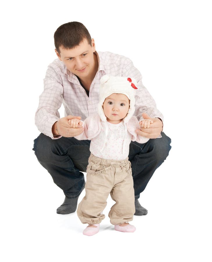 Baby Making First Steps with Father Help Stock Photo - Image of ... Baby Making First Steps with Father Help Stock Photo - Image of ...