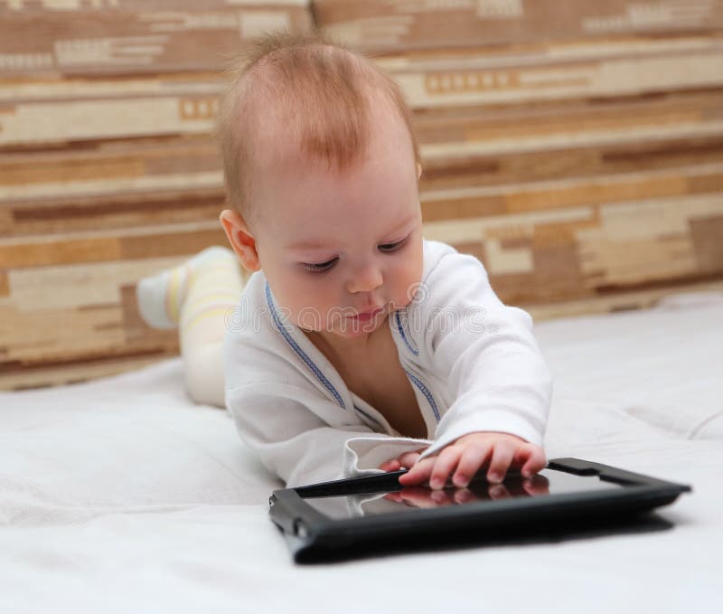 Baby Making Notes on His Tablet PC Stock Image - Image of mouth ...
