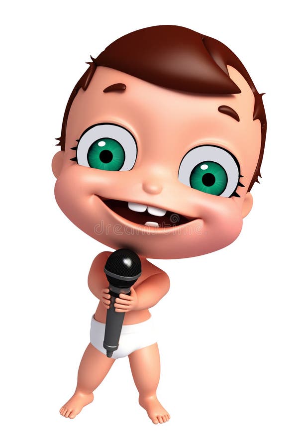 Baby with mike stock illustration. Illustration of educational - 69988423