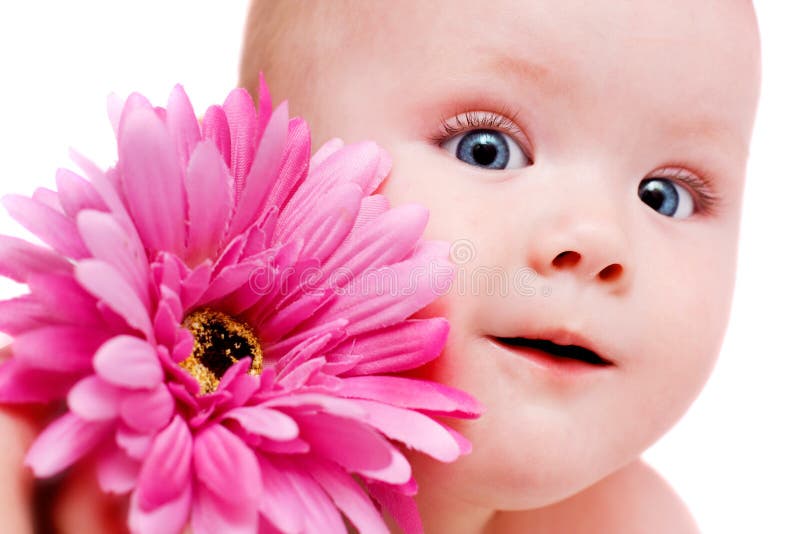 Baby mit Blume stockbild. Bild von recht, nett, kind - 10816039