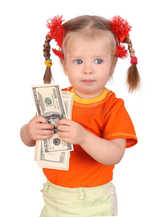 Baby with money in hand. stock photo. Image of hand, isolated - 7411366