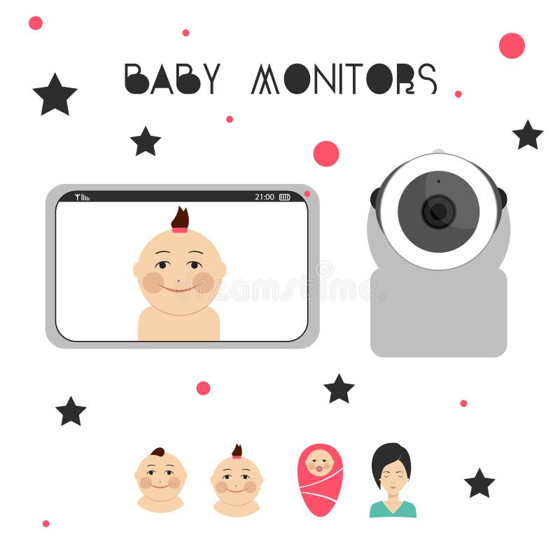 Set of Two Baby Monitors Isolated on a White Background. Realistic ...