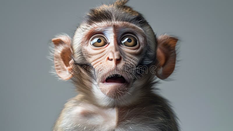 A Baby Monkey with Big Eyes and Orange Ears. Stock Image - Image of ...