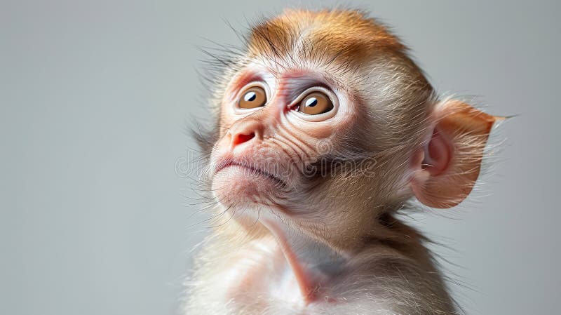 A Baby Monkey with Big Eyes and Orange Ears. Stock Illustration ...