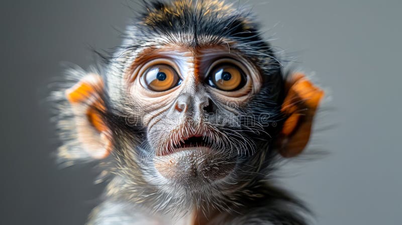 A Baby Monkey with Big Eyes and Orange Ears Stock Photo - Image of ...
