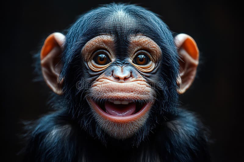 Baby Monkey with a Big Smile on Its Face Stock Image - Image of park ...