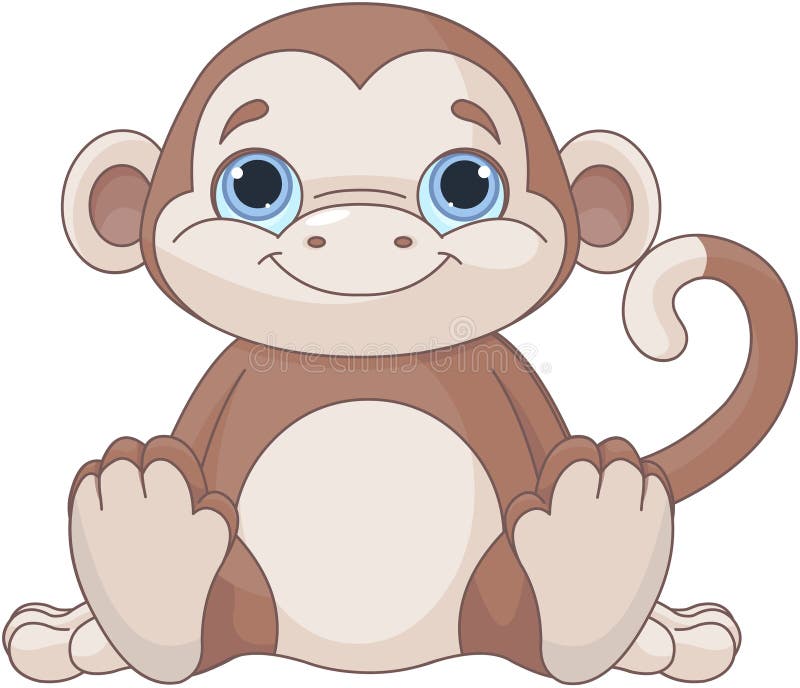 Baby monkey on a tree stock vector. Illustration of smile - 18557589