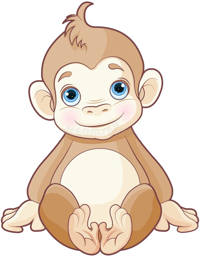 Baby monkey on a tree stock vector. Illustration of leaf - 19434566