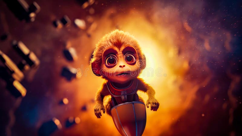Baby Monkey Sitting on Top of Rocket. Generative AI Stock Photo - Image ...