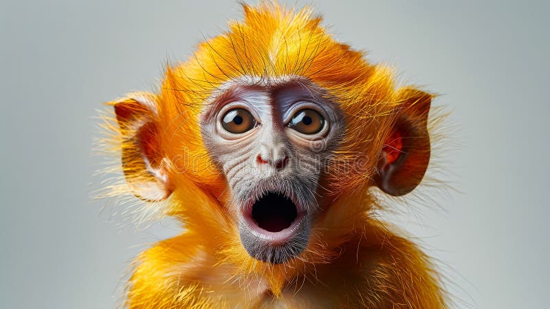 A Baby Monkey with a Surprised Expression on Its Face Stock Photo ...