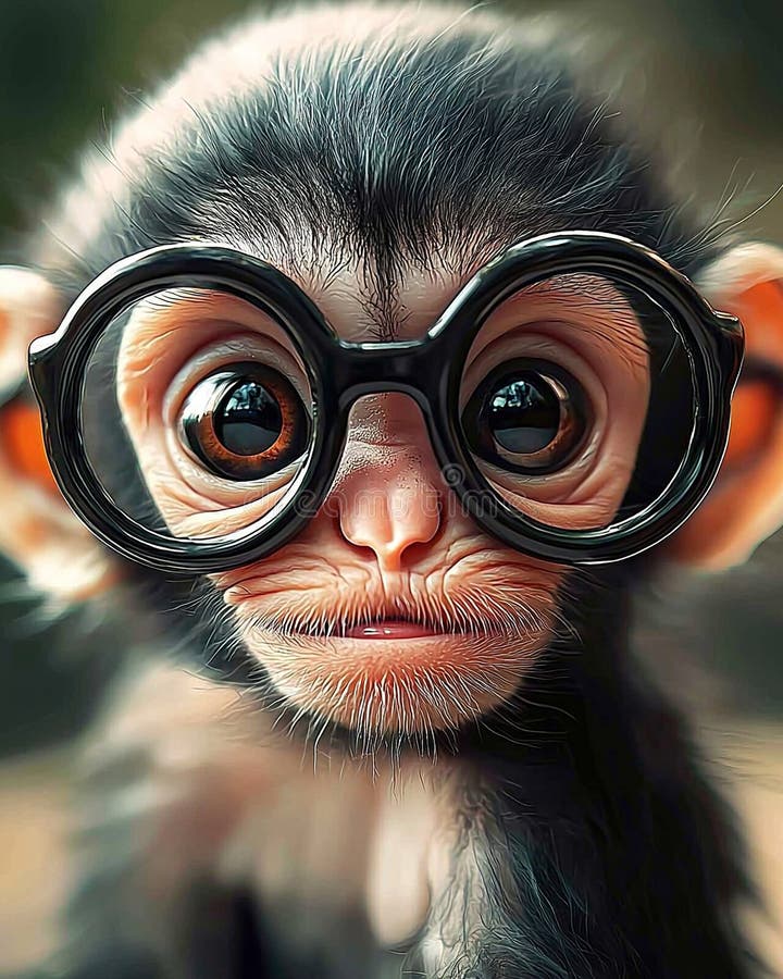 Baby Monkey Wearing Sunglasses. Generative Ai Stock Photo - Image of ...