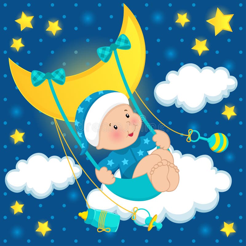 Baby on the moon vector stock vector. Illustration of vector - 28794913