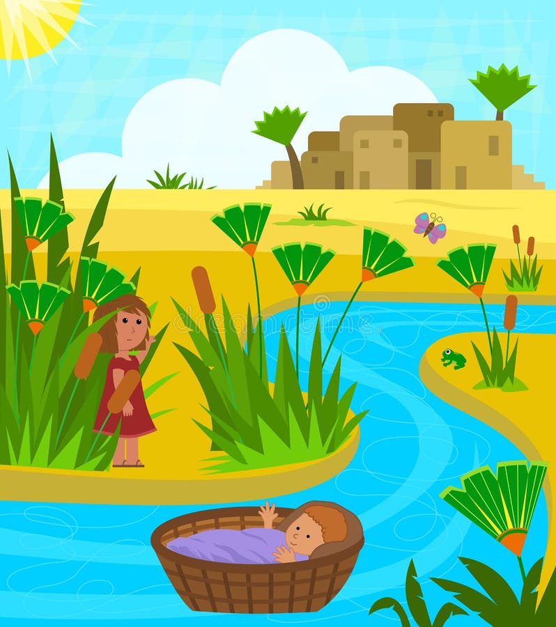 Baby Moses in Basket vektor abbildung. Illustration von schätzchen ...