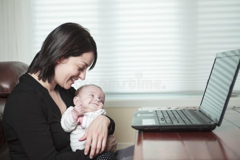 Baby mother computer stock image. Image of computer, laptop - 50871765