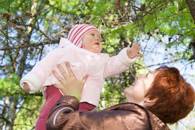 Baby With Mother In The Forest Picture. Image: 5108116
