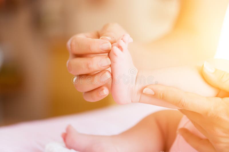 Baby Gripping Hand of Mother Stock Photo - Image of secure, care: 16695566