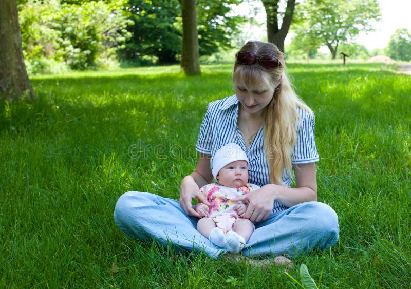 Baby In Mother's Lap Outdoors Picture. Image: 9595075
