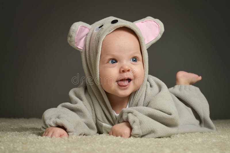 Baby in mouse costume stock photo. Image of face, joyful - 44278158