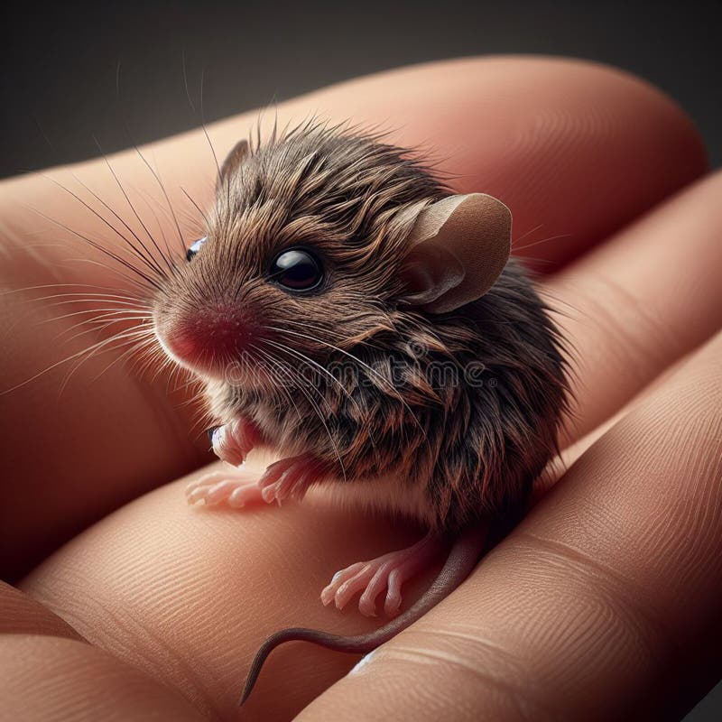 A Baby Mouse Held in the Hand by People. Animal Protection Concept ...