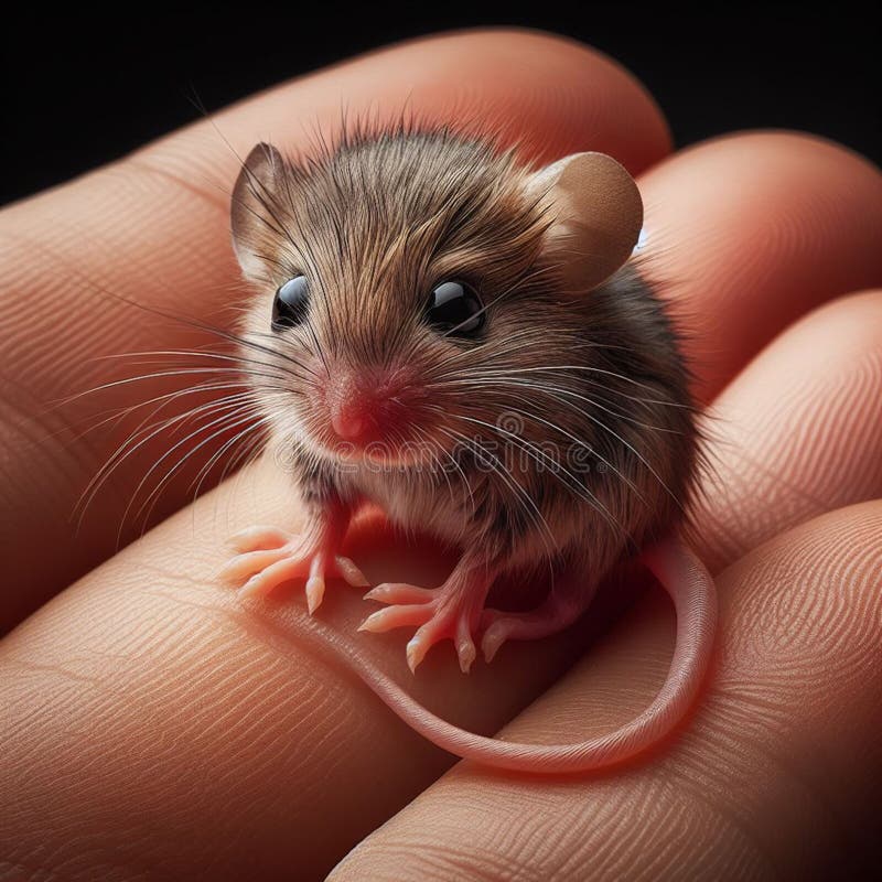 A Baby Mouse Held in the Hand by People. Animal Protection Concept ...