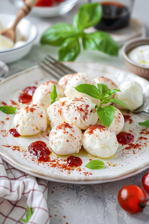 Baby Mozzarella on the Table. Selective Focus Stock Image - Image of ...