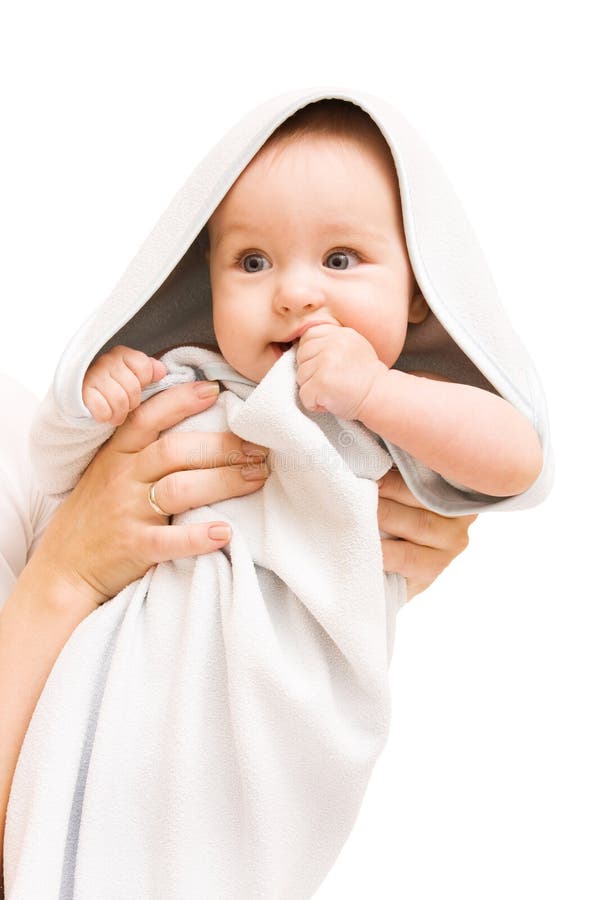 Baby na bad stock afbeelding. Image of handen, meisje - 6890827