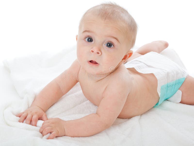 A baby in a nappy stock photo. Image of childhood, clean - 17022930