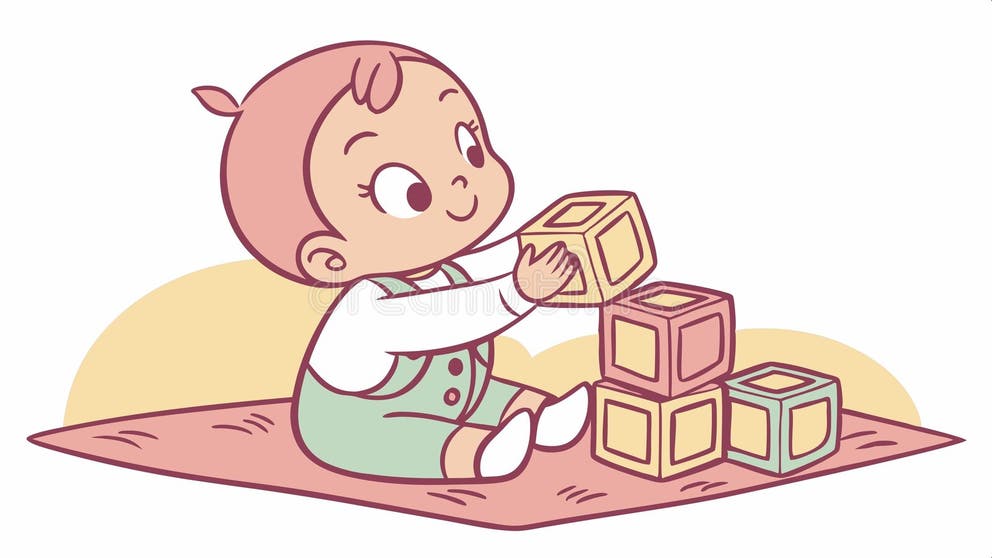 Baby with Number Blocks, Counting Blocks, Math Learning Toy Vector ...