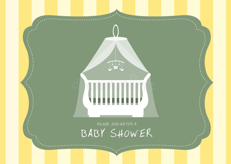 Baby Nursery with Crib ,Shower Cards,Vector Illustrations Stock ...