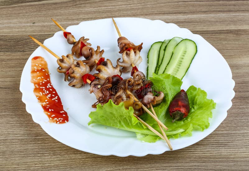 Baby octopus bbq stock photo. Image of gourmet, appetizer - 59785392