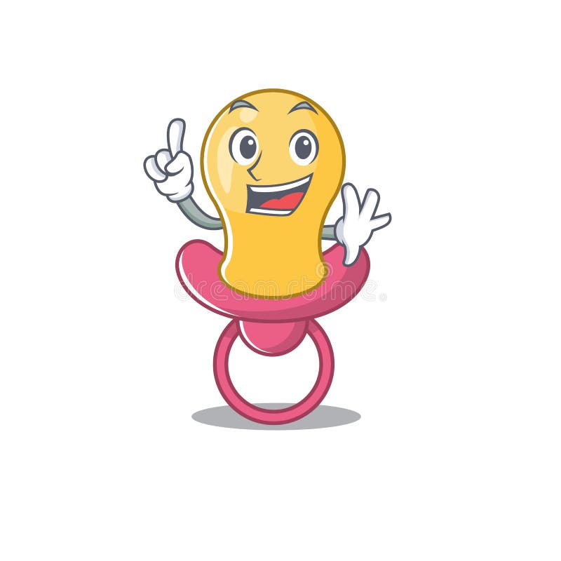 Baby Pacifier Caricature Design Style with One Finger Gesture Stock ...